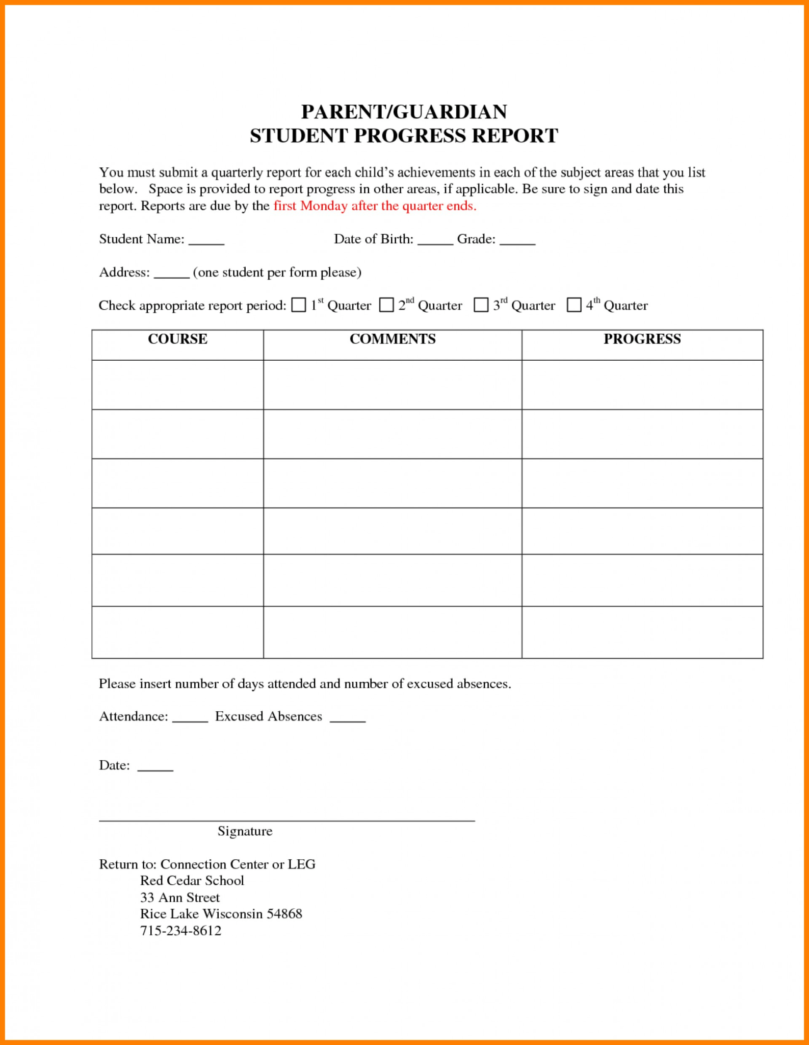 006 Student Progress Report Template Templates Sample with Educational ...