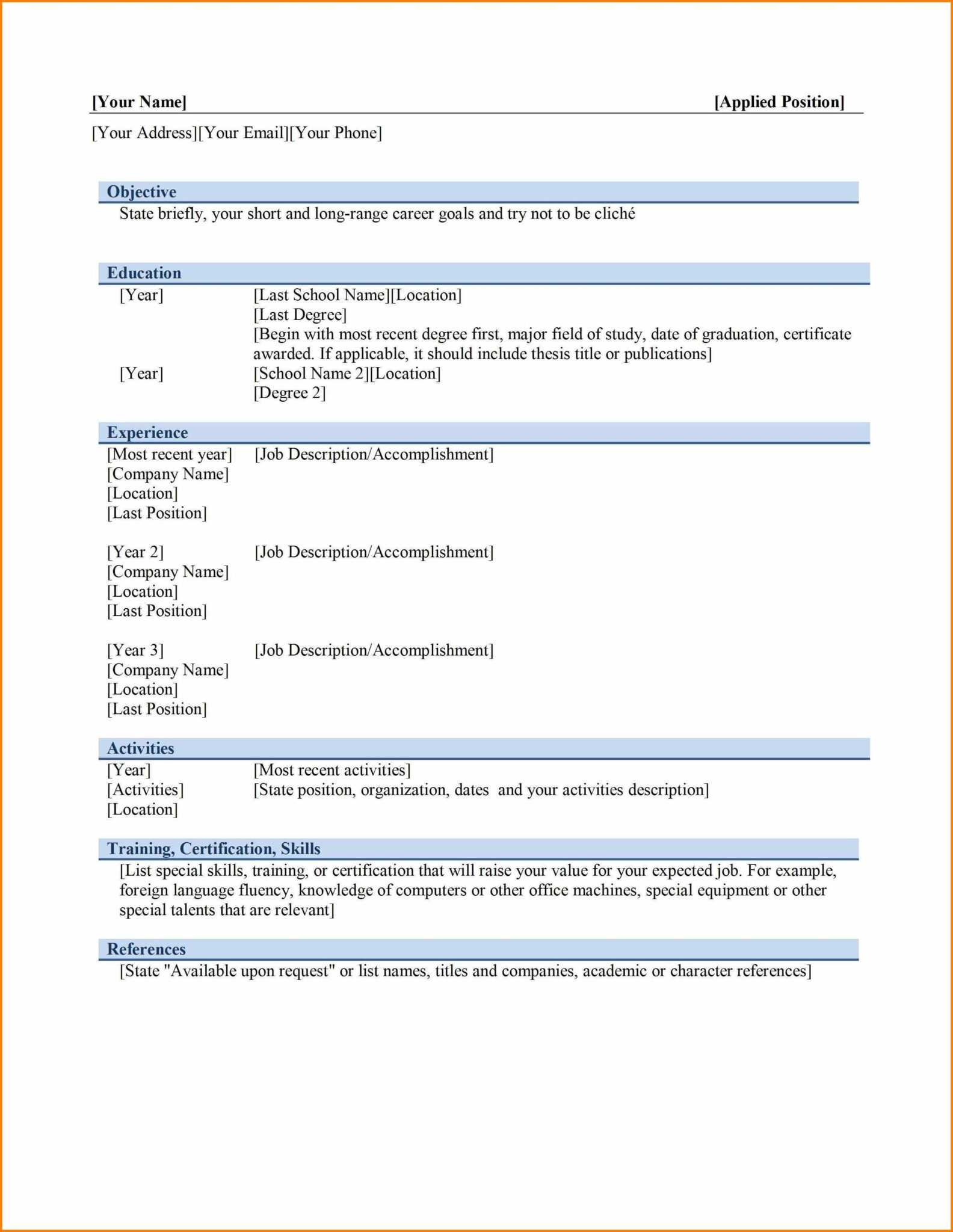 007 Download Best Cv Format In Ms Word Premade Resume throughout Ms ...