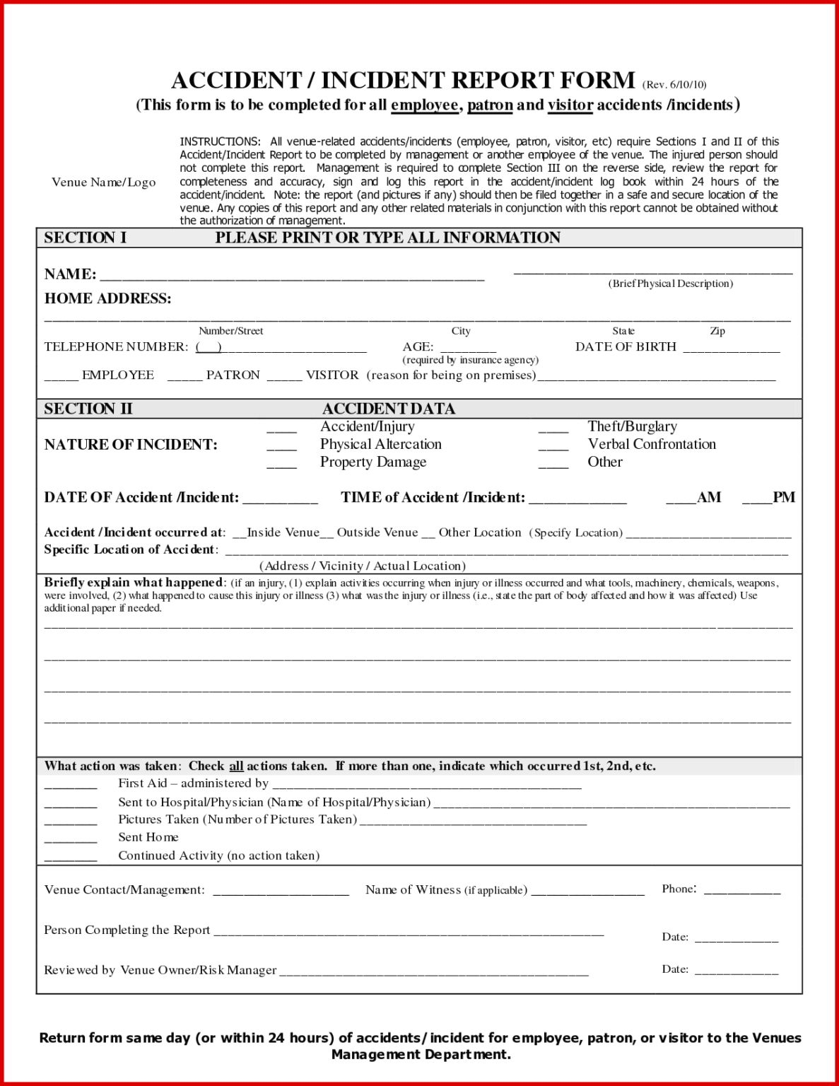 008 20Form For Accident Incident Report Karis Sticken Co for First Aid ...