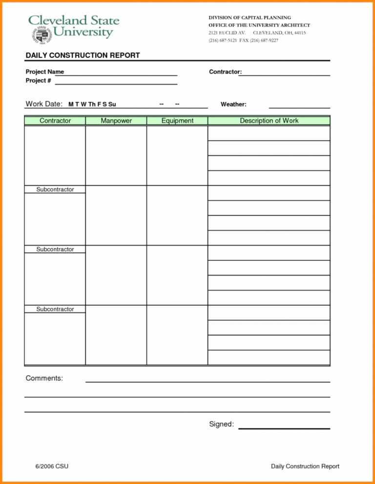 013 Construction Daily Progress Report Template Excel Ideas throughout ...