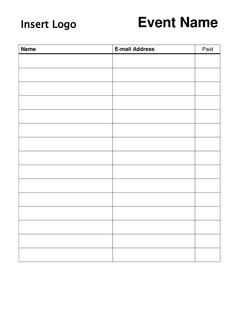 015 Blank Sign Up Sheet Template Printable 44938 Free regarding Free ...