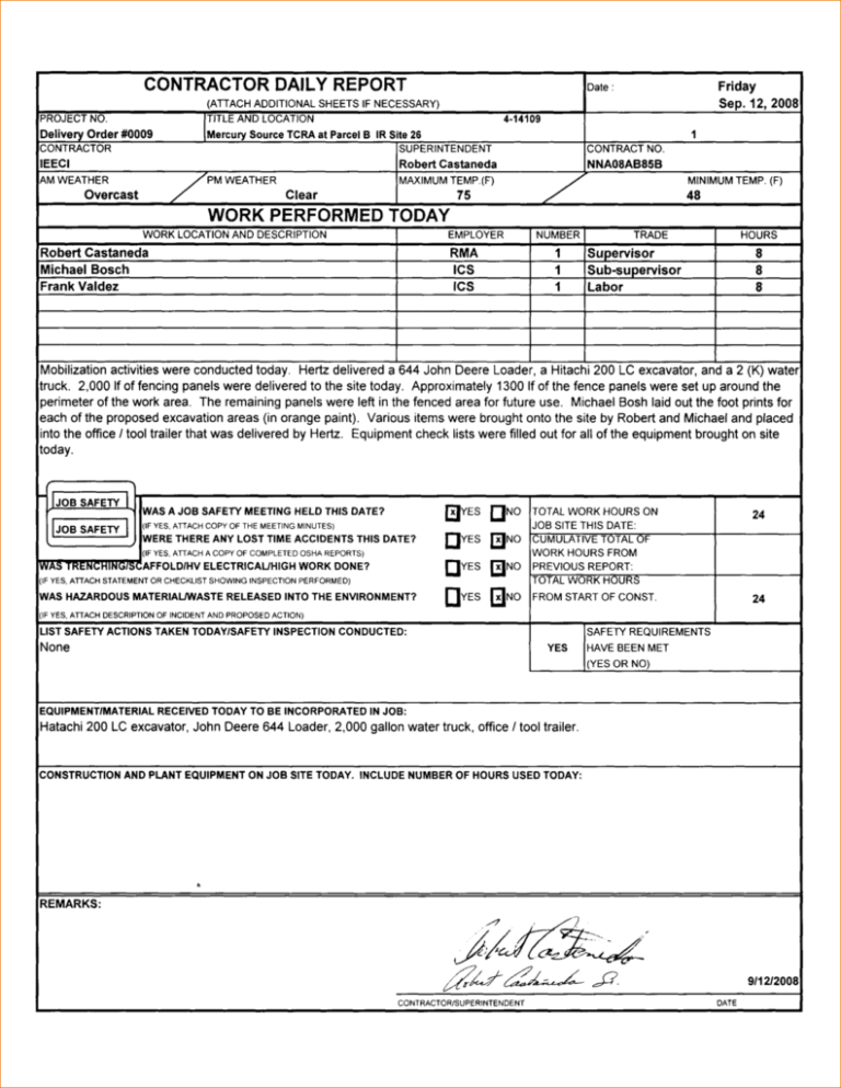 035 Construction Inspection Report Template And Daily throughout Daily ...