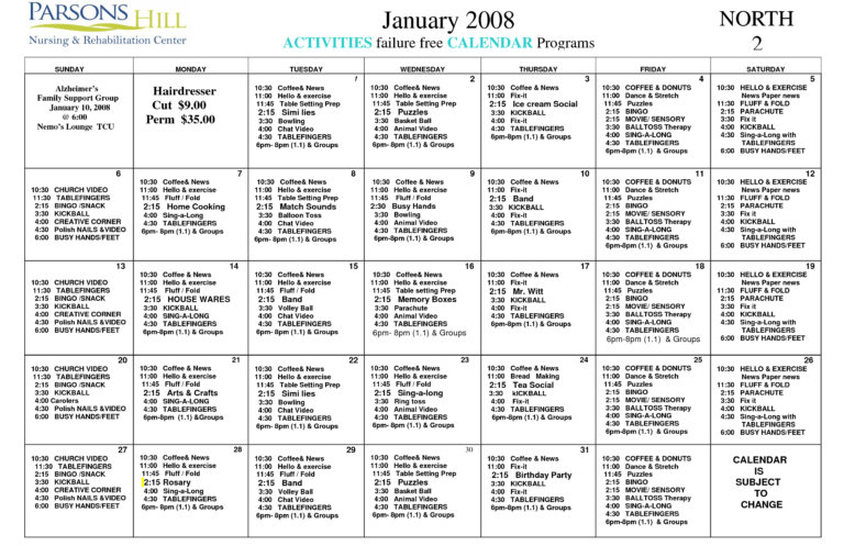 14 Blank Activity Calendar Template Images – Printable Blank in Blank ...
