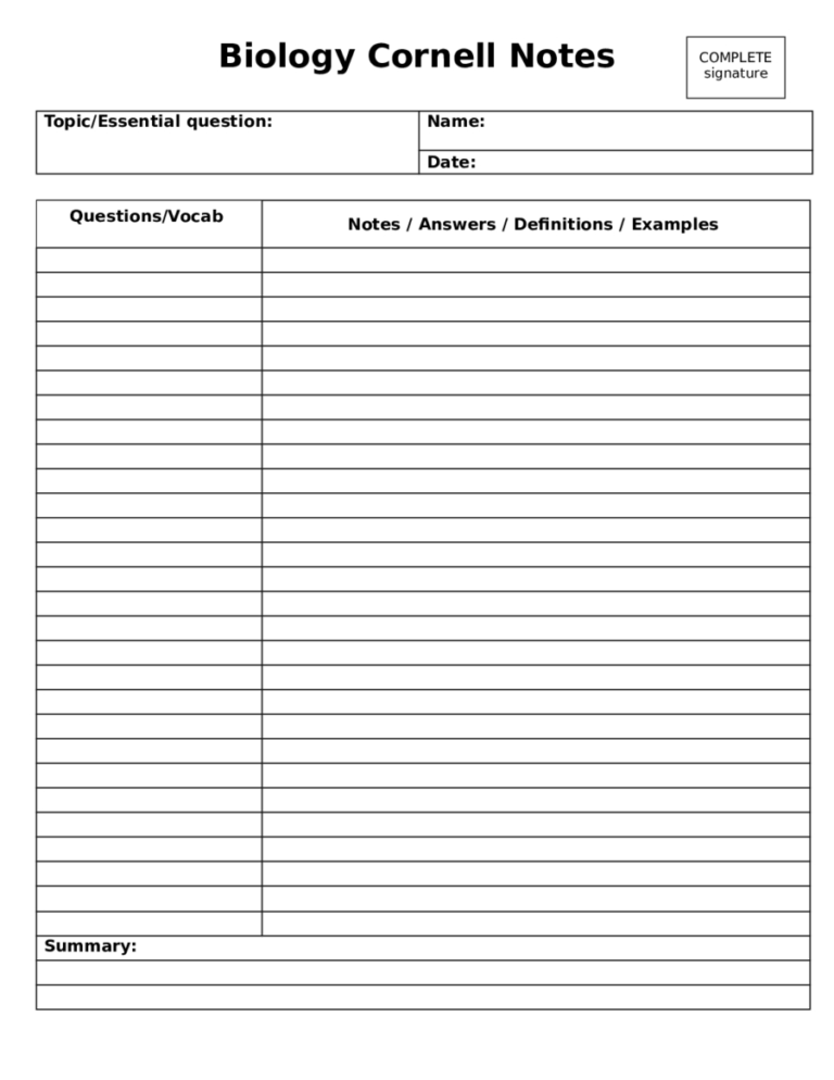 2020 Cornell Notes Template – Fillable, Printable Pdf inside Note ...