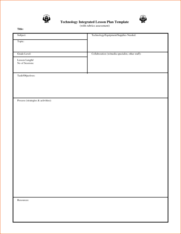 6+ Simple Lesson Plan Template – Bookletemplate within Blank Unit ...