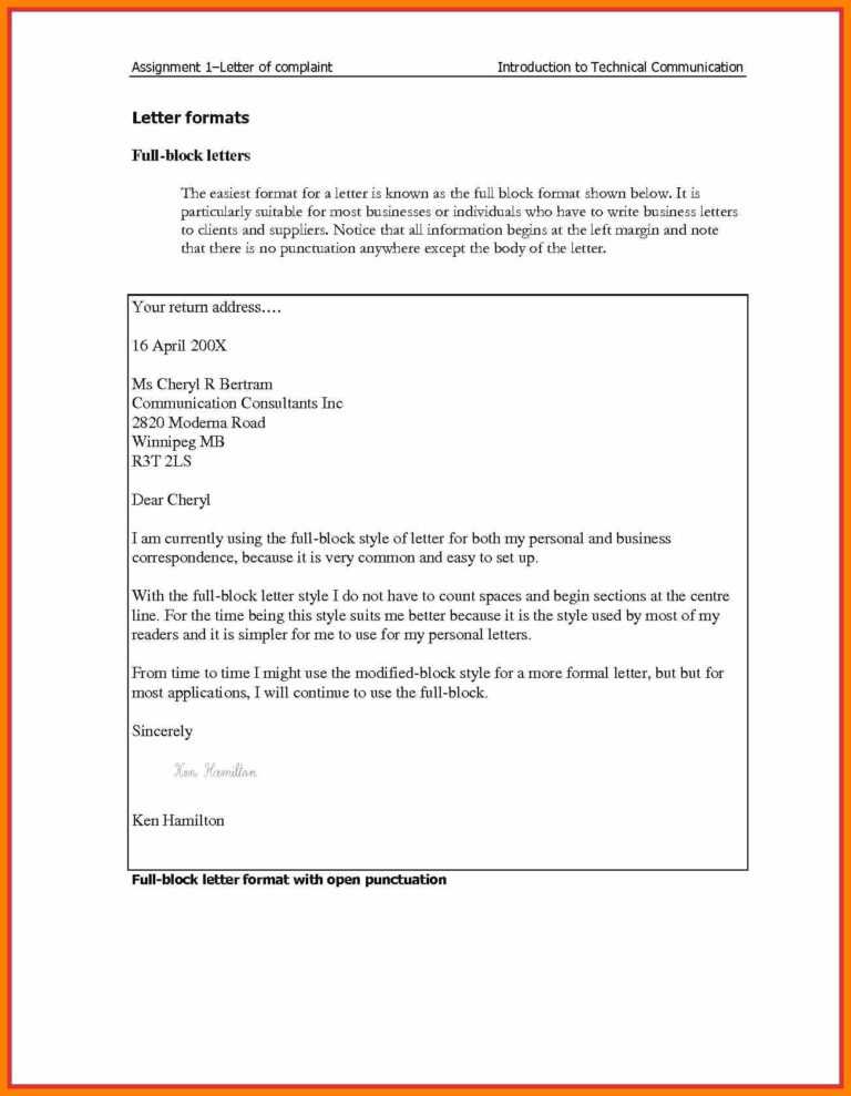 Blocked Letter Style – Zohre.horizonconsulting.co pertaining to ...