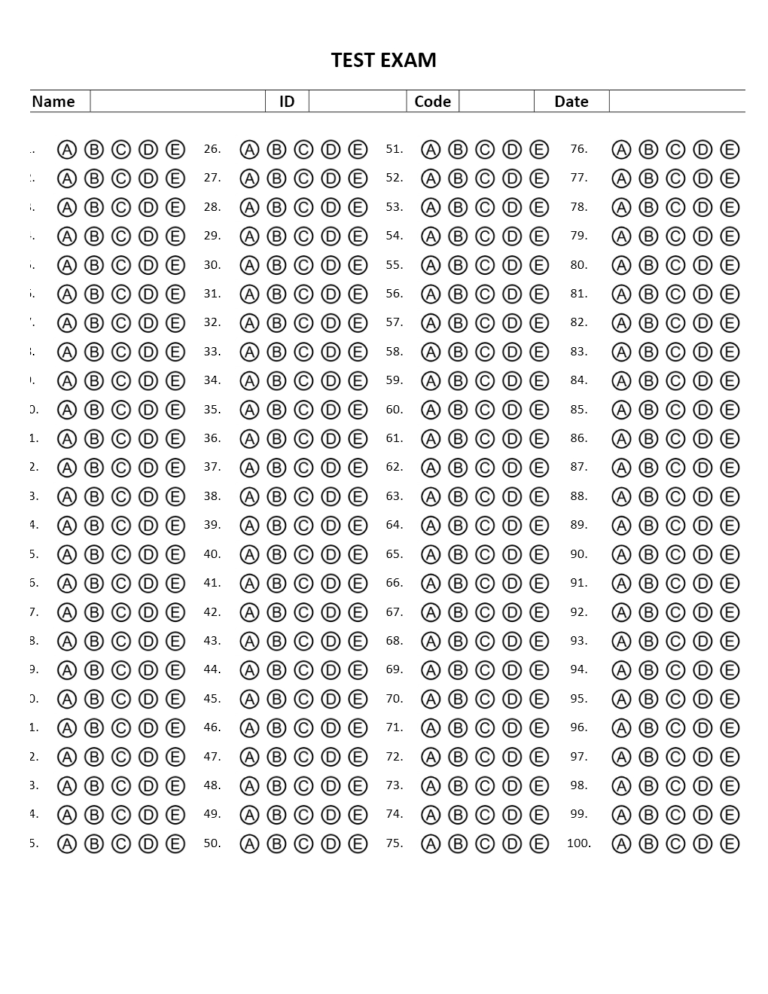 Answer Sheet With Lines Answer Sheet With Lines