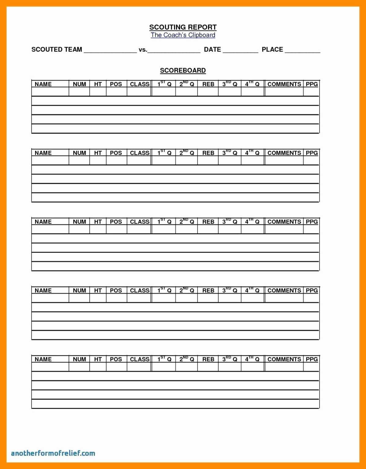 C17Ee Basketball Scouting Report Template Sheets intended for Scouting ...