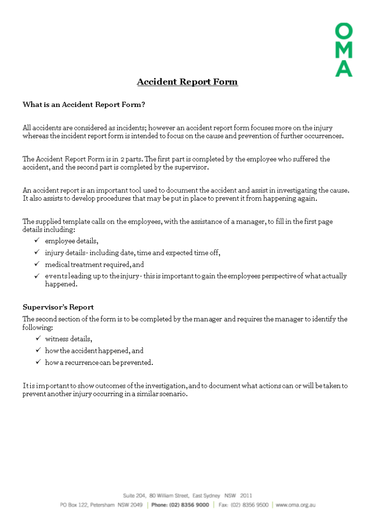Construction Job Site Incident Report Form | Templates At inside ...