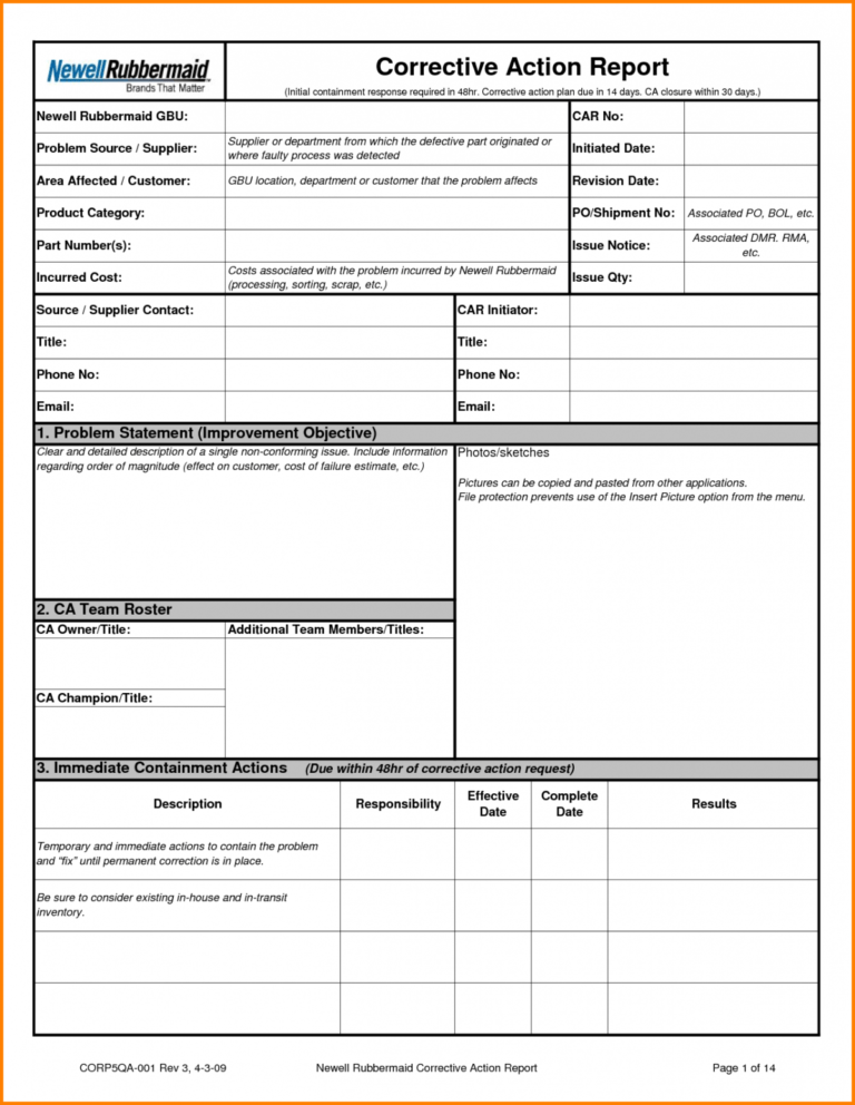 Failure Analysis Report Template Free Product Example inside Failure ...