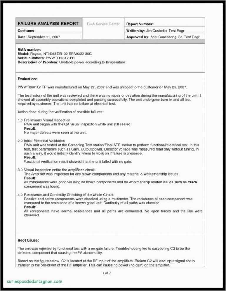 Failure Analysis Report Template inside Failure Analysis Report ...