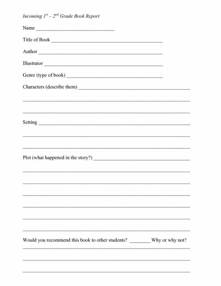 Fiction Book Report Template 6Th Grade For 7Th Graders Pdf in Book ...