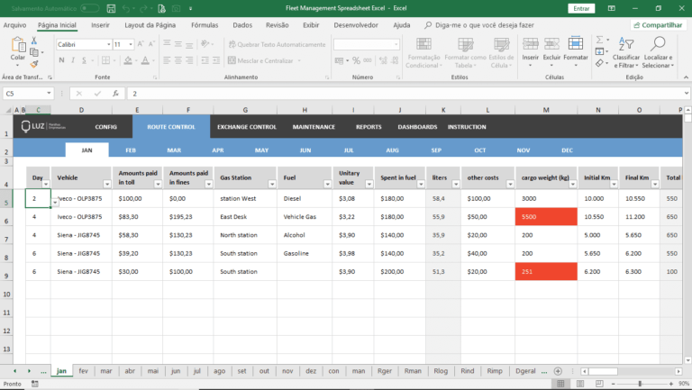 Fleet Management Spreadsheet Excel with Fleet Report Template ...
