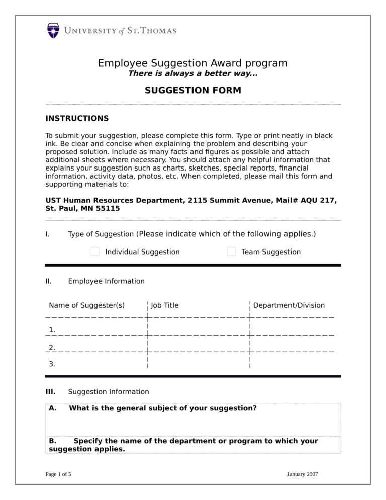 Free 14+ Employee Suggestion Forms In Ms Word | Excel | Pdf with Word ...
