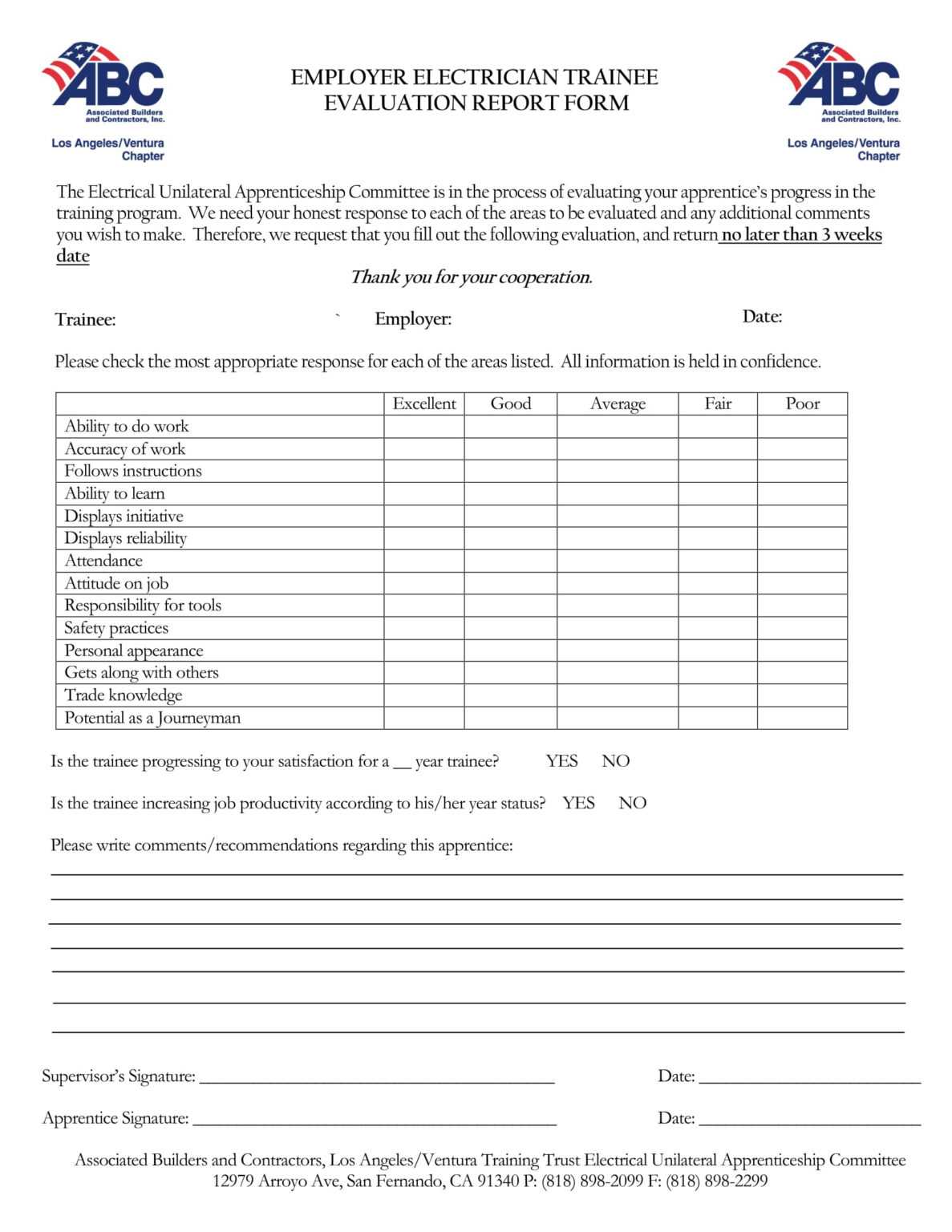 Free 14+ Trainee Evaluation Forms In Ms Word | Pdf within Training ...