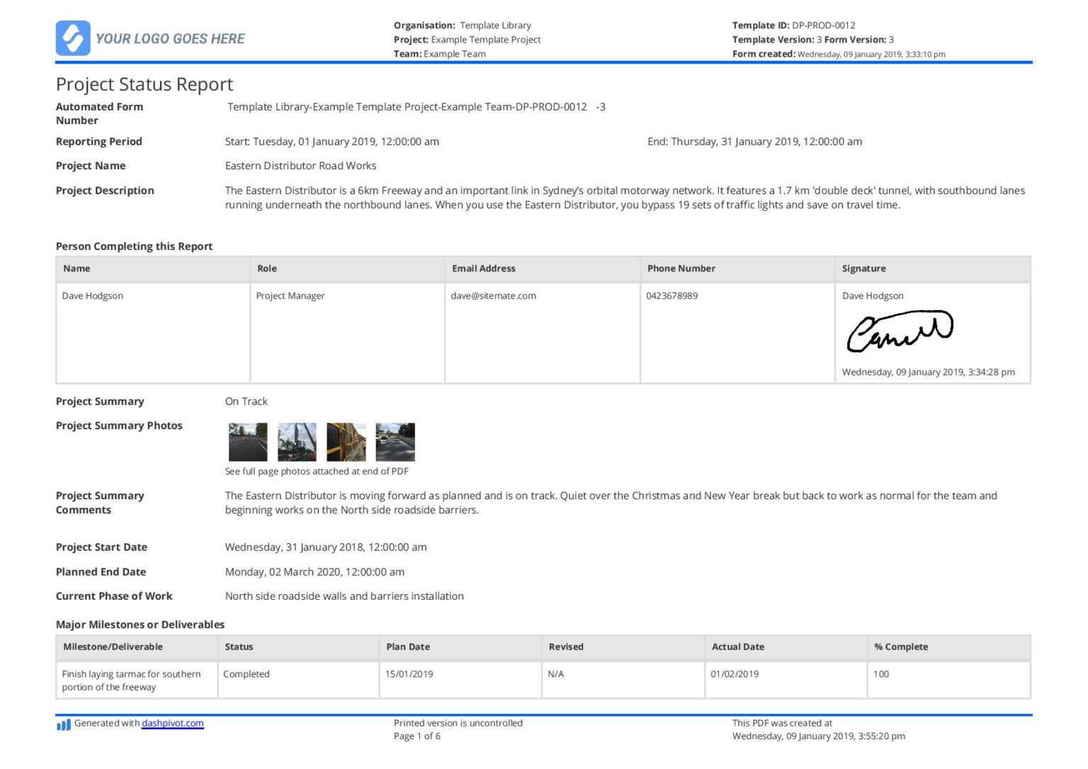 Free Project Status Report Template (Better Than Word, Excel Inside ...