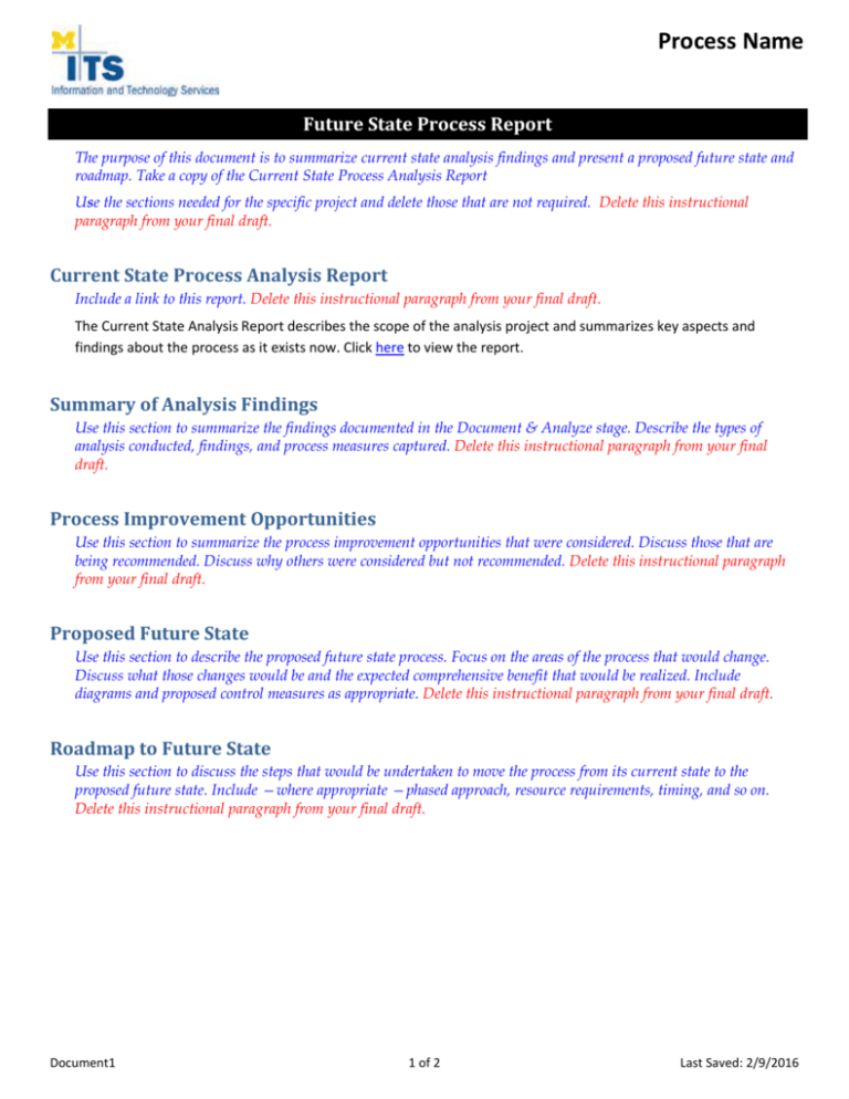 Future State Process Report Template inside State Report Template ...