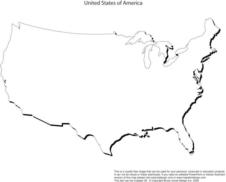 Legible North America Map No Borders United State Map With with United ...