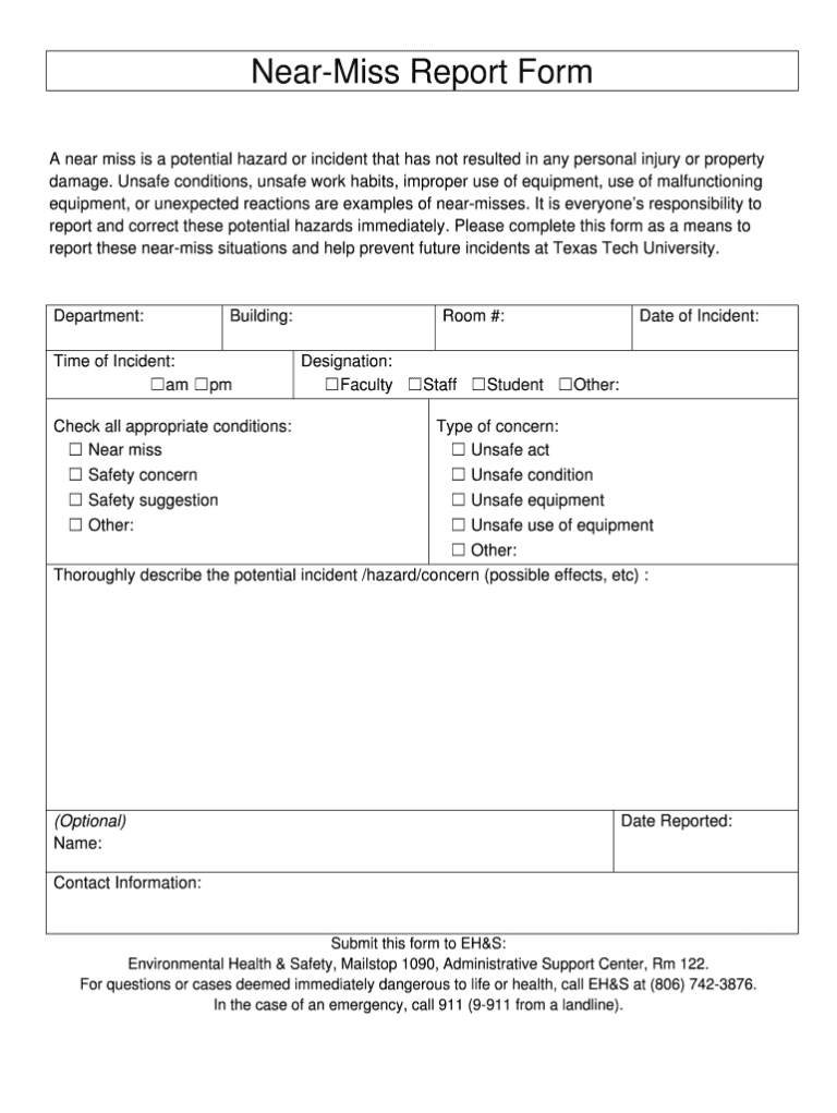 Near Miss Reporting Form Template – Fill Online, Printable inside Near ...