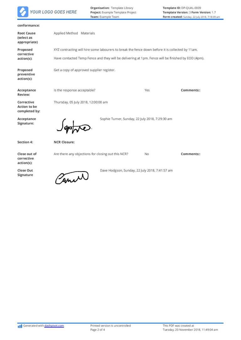 Non Conformance Report Example: Here's What Your Ncr Should in Non ...