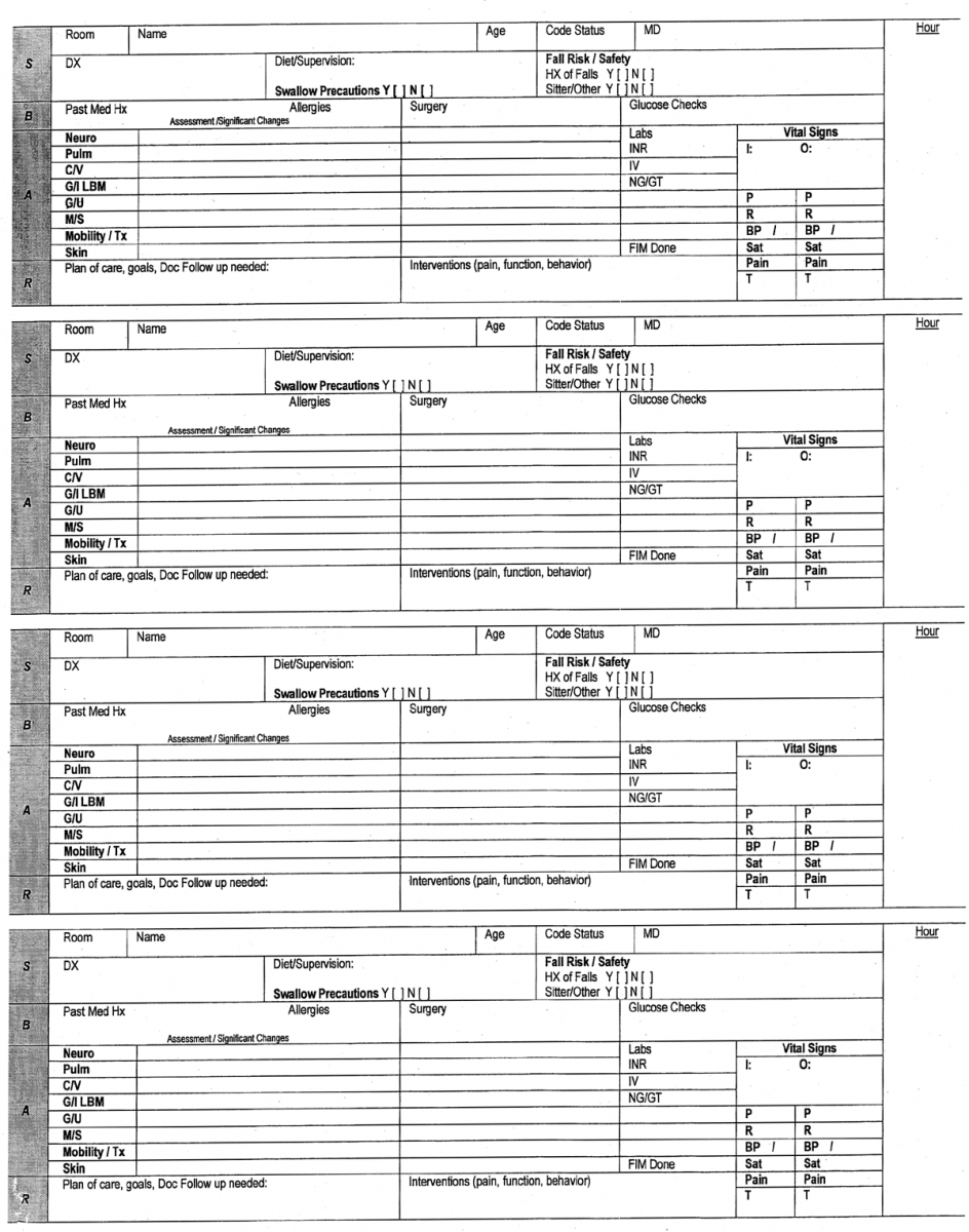 Charge Nurse Report Sheet Template Business fromgrandma best