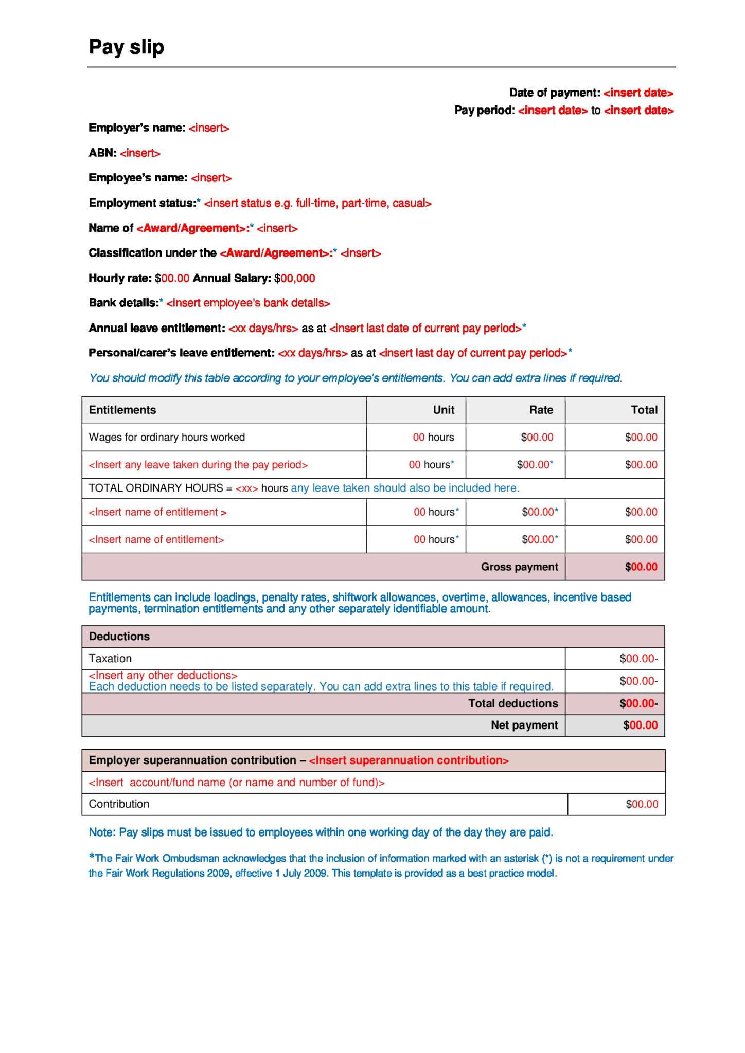 Payslip Templates | 28+ Free Printable Excel & Word Formats within ...
