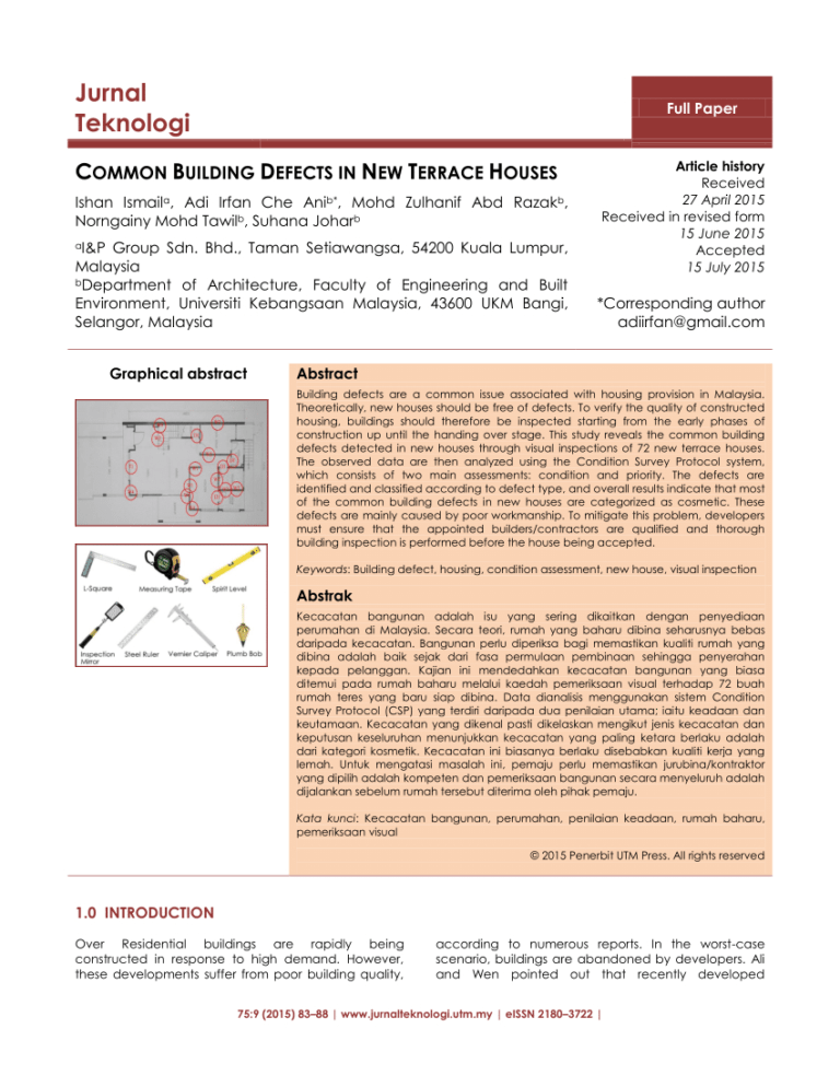 Pdf) Common Building Defects In New Terrace Houses intended for ...