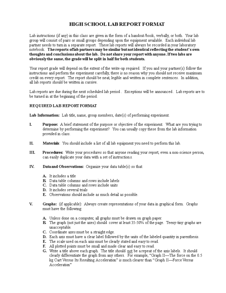Physics Lab Report Format | Templates At for Physics Lab Report ...