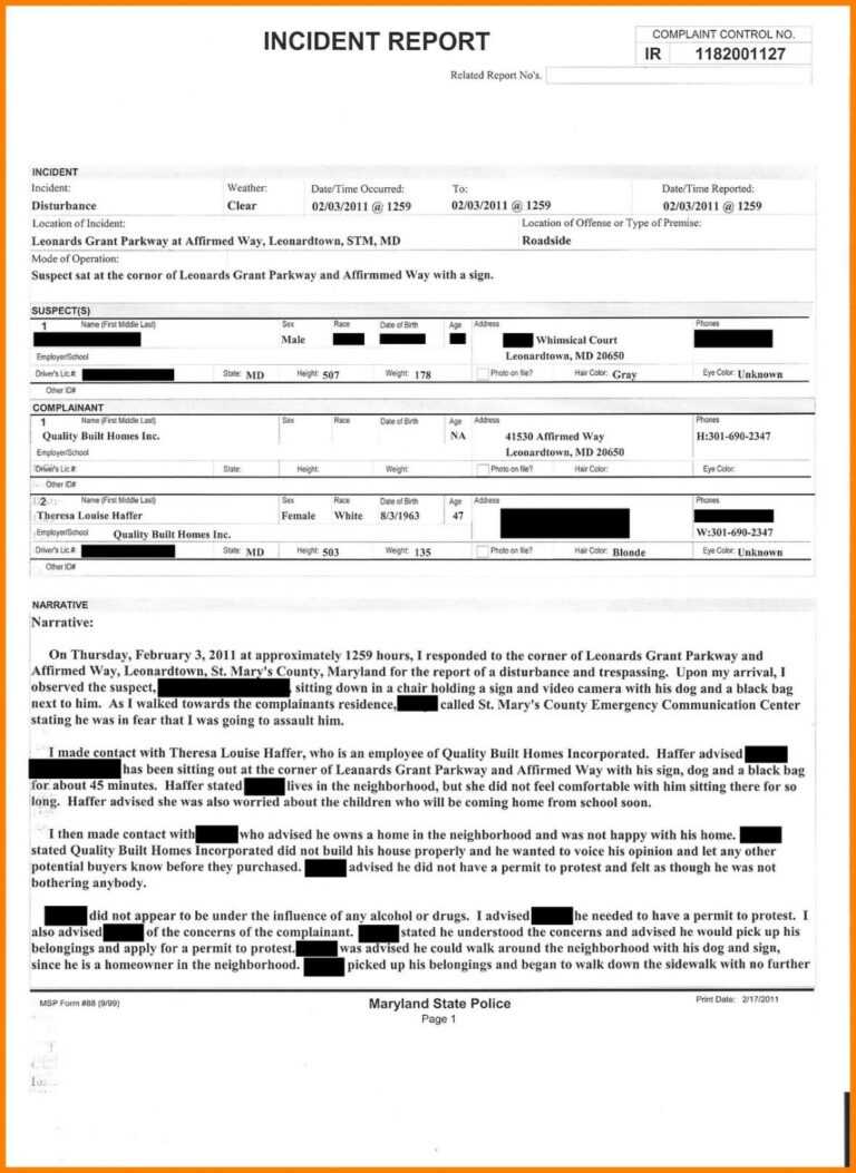 Police Report Example Template Pdf Homicide Blotter Sample within ...