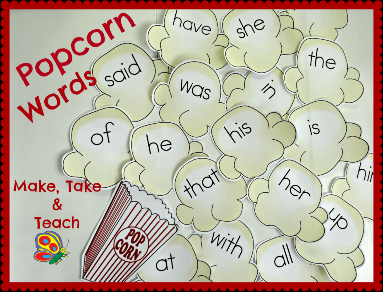 Popcorn Words – Make Take & Teach throughout Bulletin Board Template ...