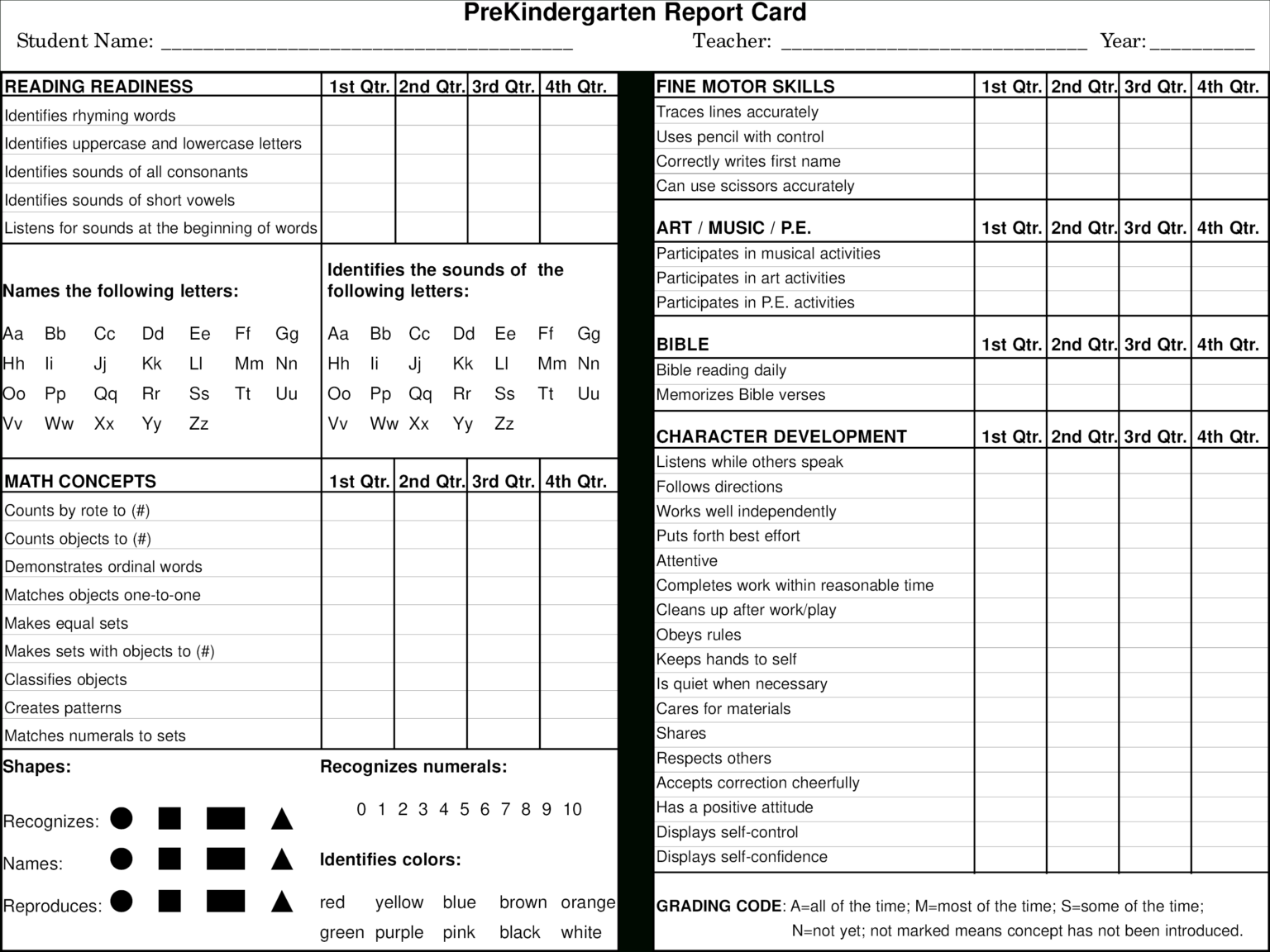 Preschool Report Card Main Image – Preschool Progress Report with ...