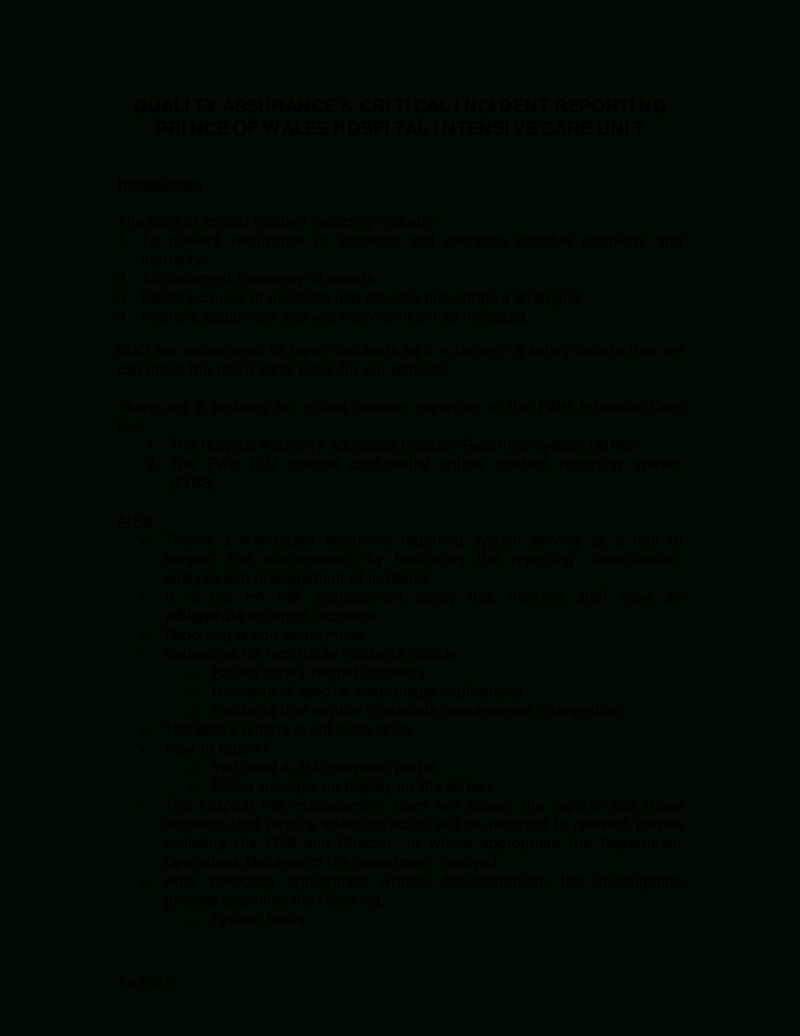 Professional Quality Assurance Incident Report | Templates At with Icu ...