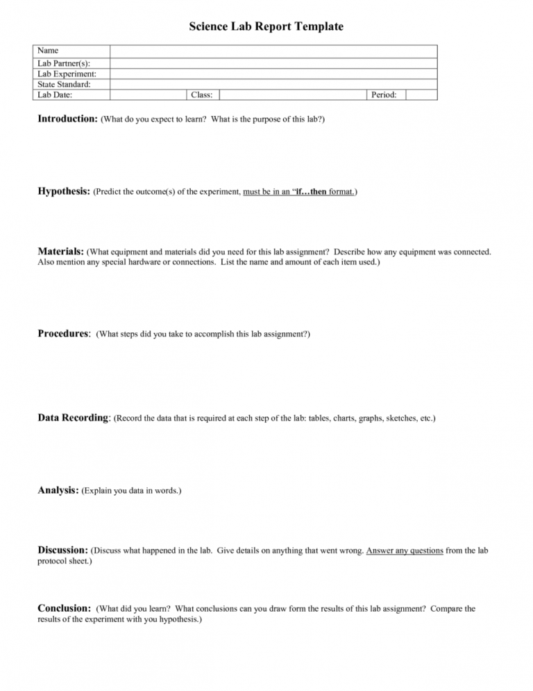 Report Examples Lab Template Qmhhcrvg Science Middle School with Lab ...