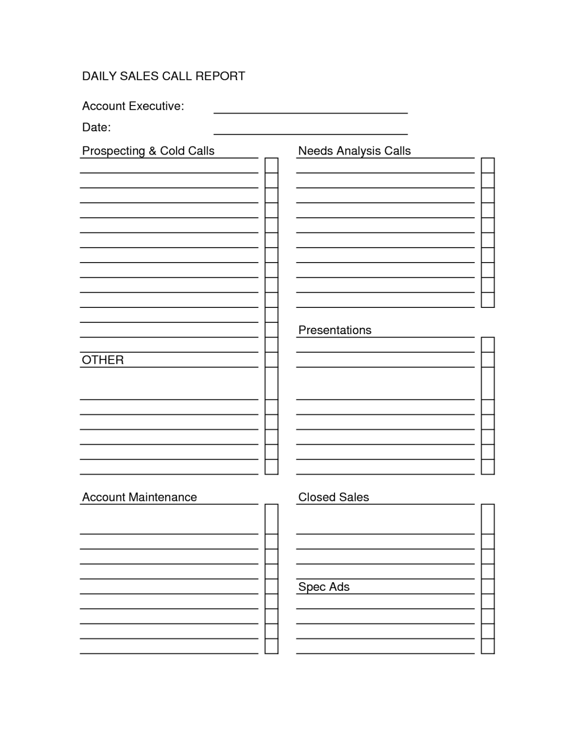 Sales Call Report Templates – Word Excel Fomats with regard to Sales ...