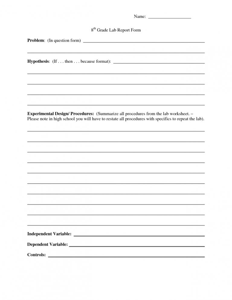 Science Lab Report Example Middle School Format Introduction with ...