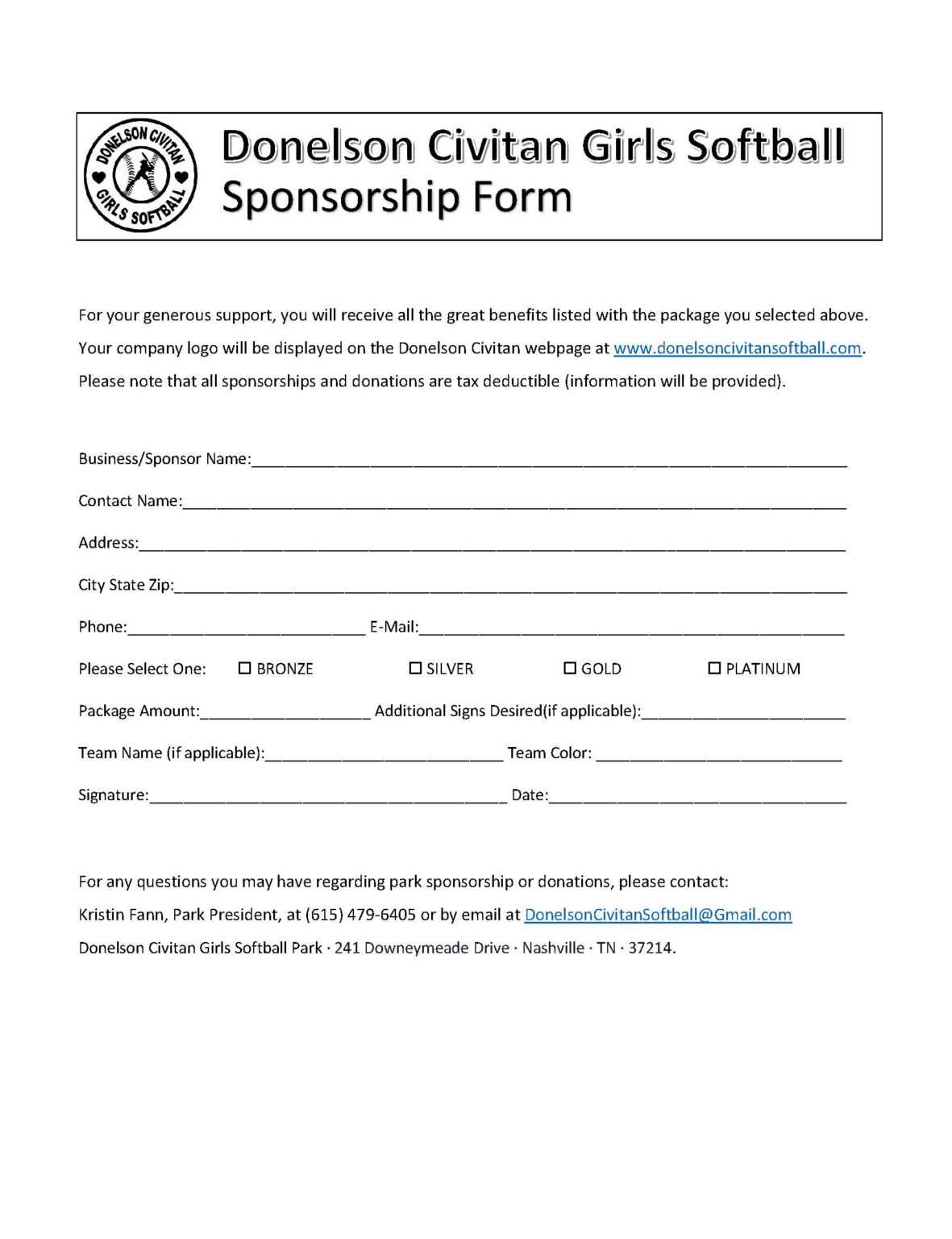 Sponsor Forms Templates Free ] – Template Sponsorship Form with regard ...