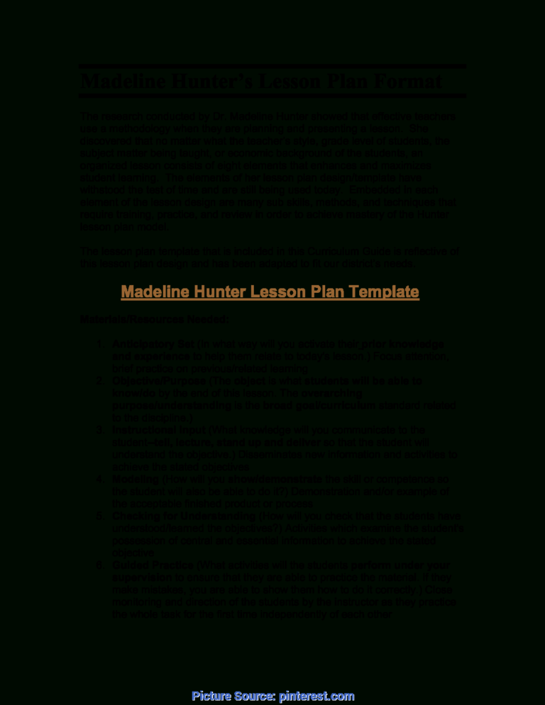 Top Madeline Hunter Lesson Plan Pdf Microsoft Word pertaining to ...