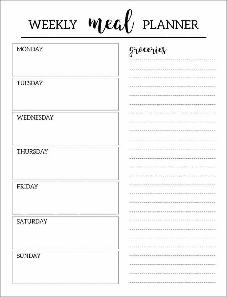 Weekly Food Menu Template Word Dinner Pdf Templates Free for Blank Html ...